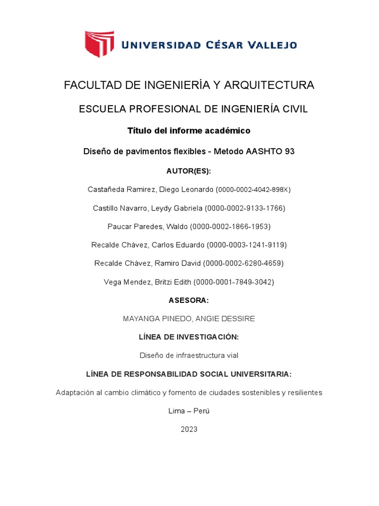 Informe V | PDF | Diseño | La carretera