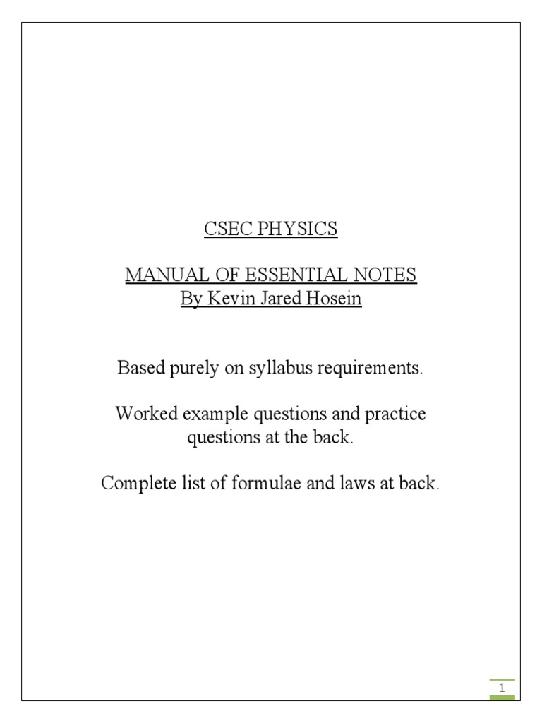 CSEC Physics Manual | PDF