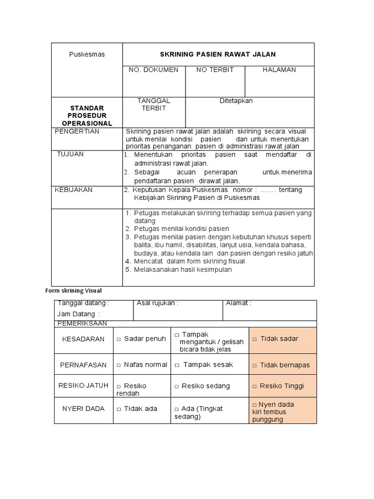 Skrining Visual Pasien Rawat Jalan | PDF
