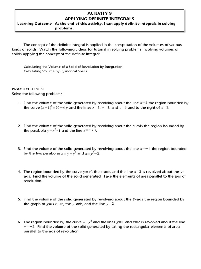 Application Definite Integral | PDF