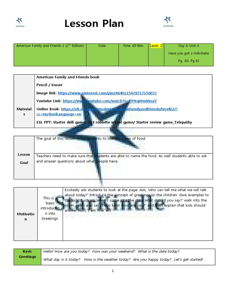 Day 6 - ESL - Level 2 - Unit 4 Have You Got A Milkshake | PDF | Cognition | Cognitive Science