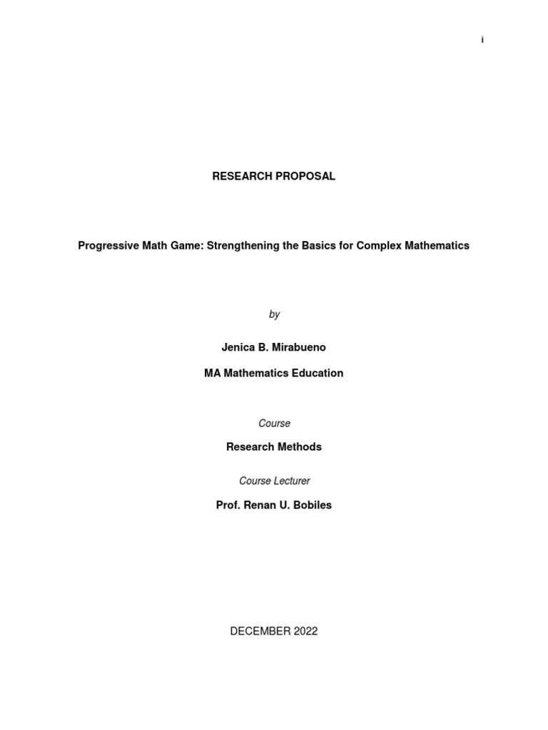 RESEARCH PROPOSAL title page and table of content | PDF