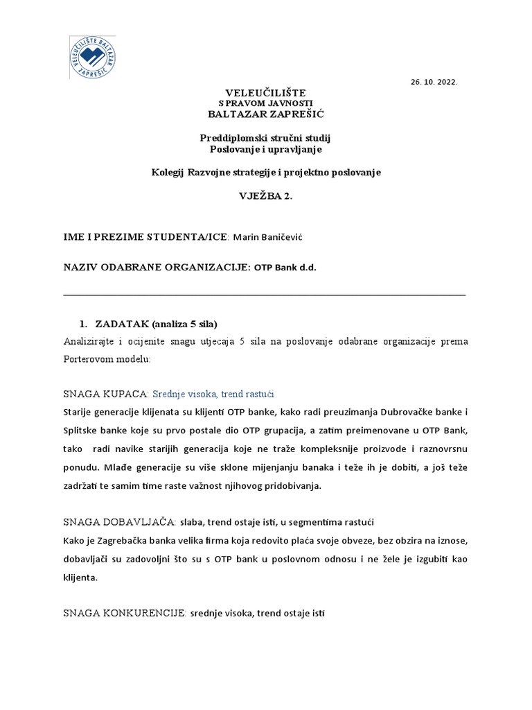 Vježba 2 - Organizacijsko Ponasanje | PDF