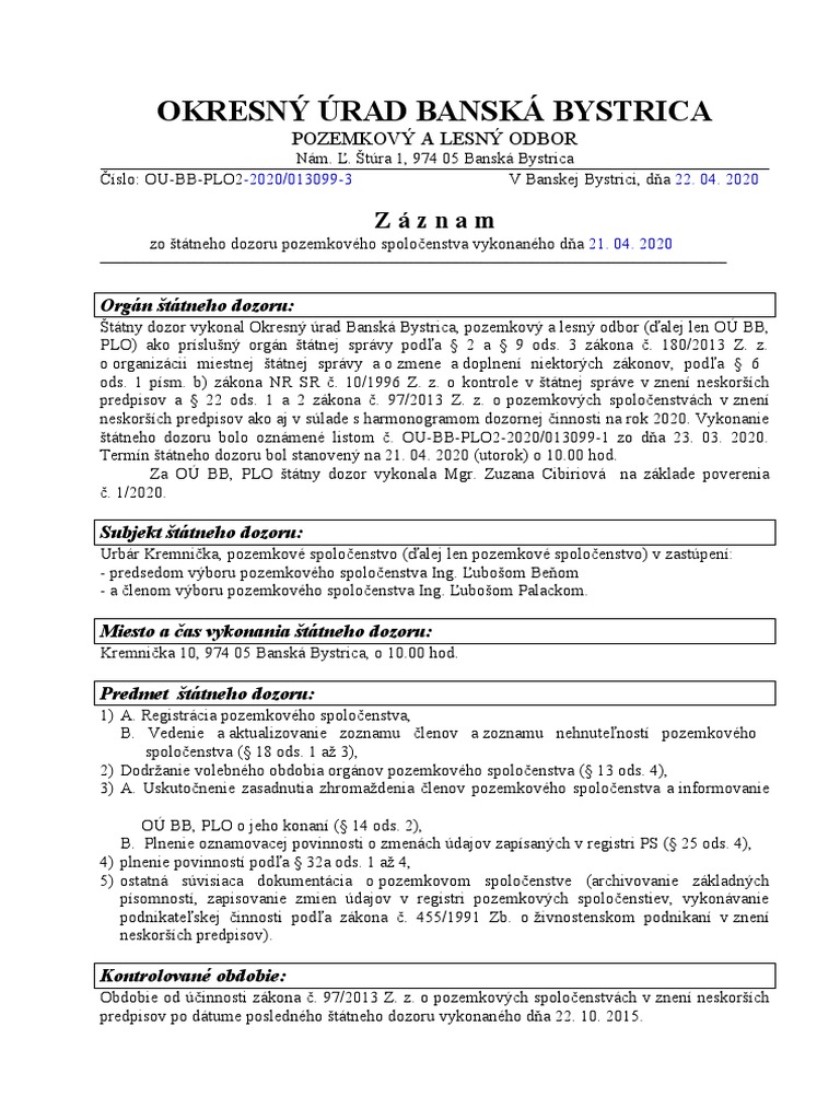 Záznam Štátny Dozor | PDF