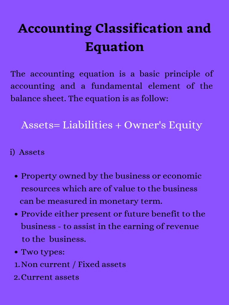 Accounting Classification and Equation | PDF