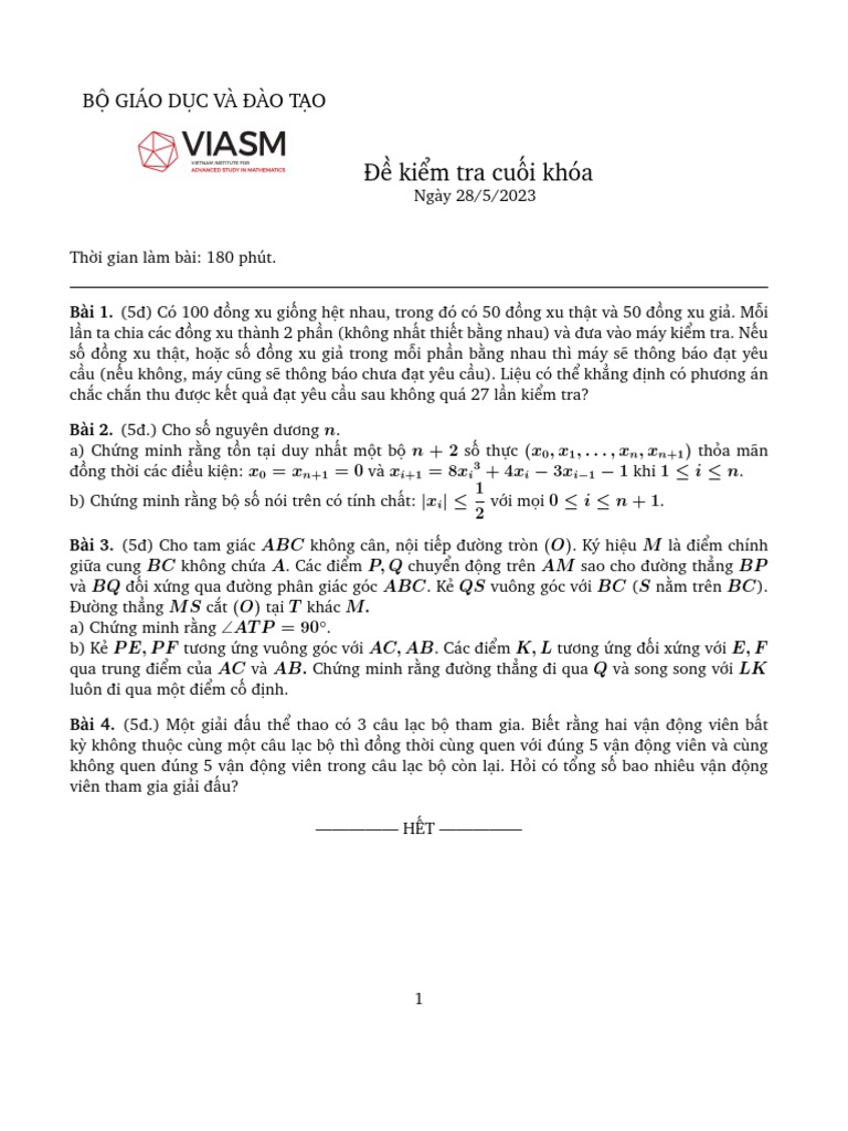 De Kiem Tra Vimoni Ngay2 (28 5 2023) | PDF