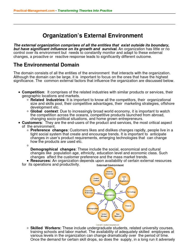 Organizations External Environment | PDF | Competition | Strategic ...