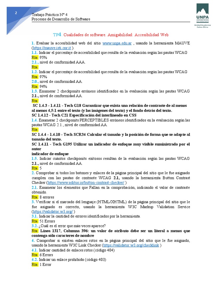 TP4. Cualidades de Software. Amigabilidad Accesibilidad Web | PDF | HTML | Desarrollo web