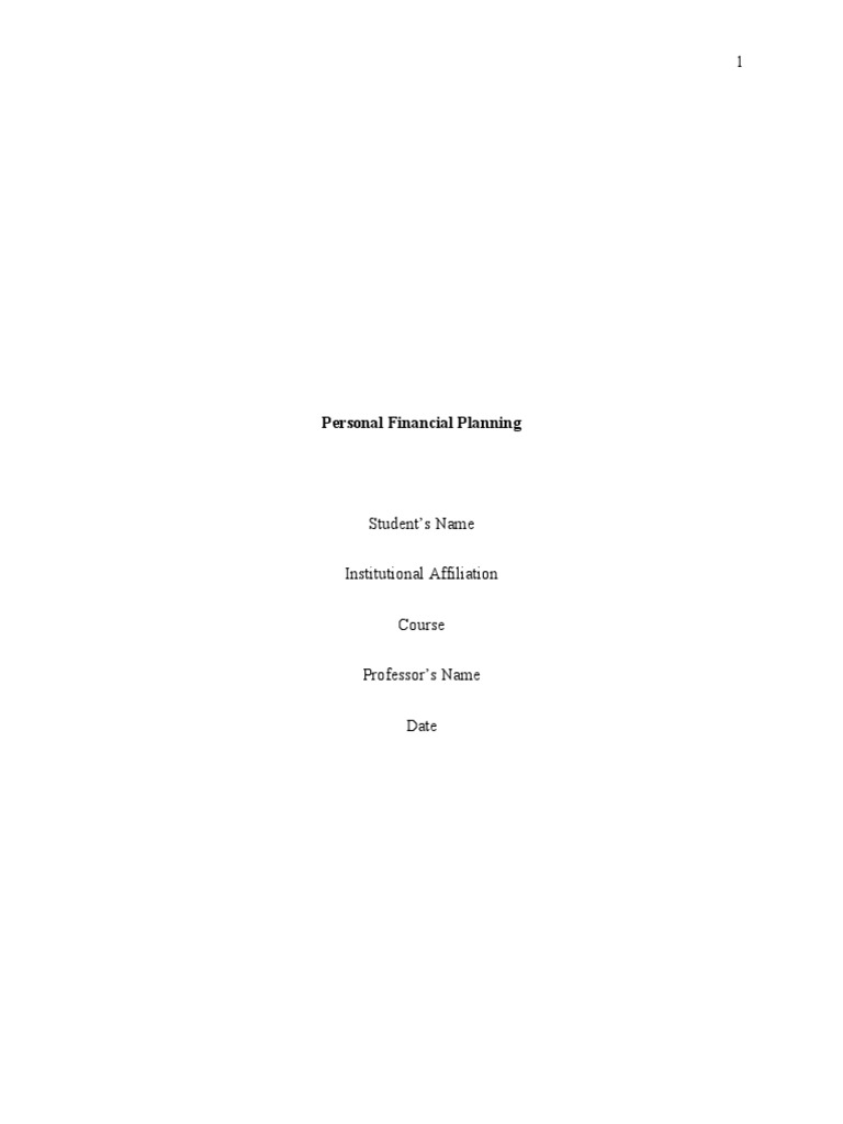 Personal Financial Planning Pdf Risk Financial Adviser