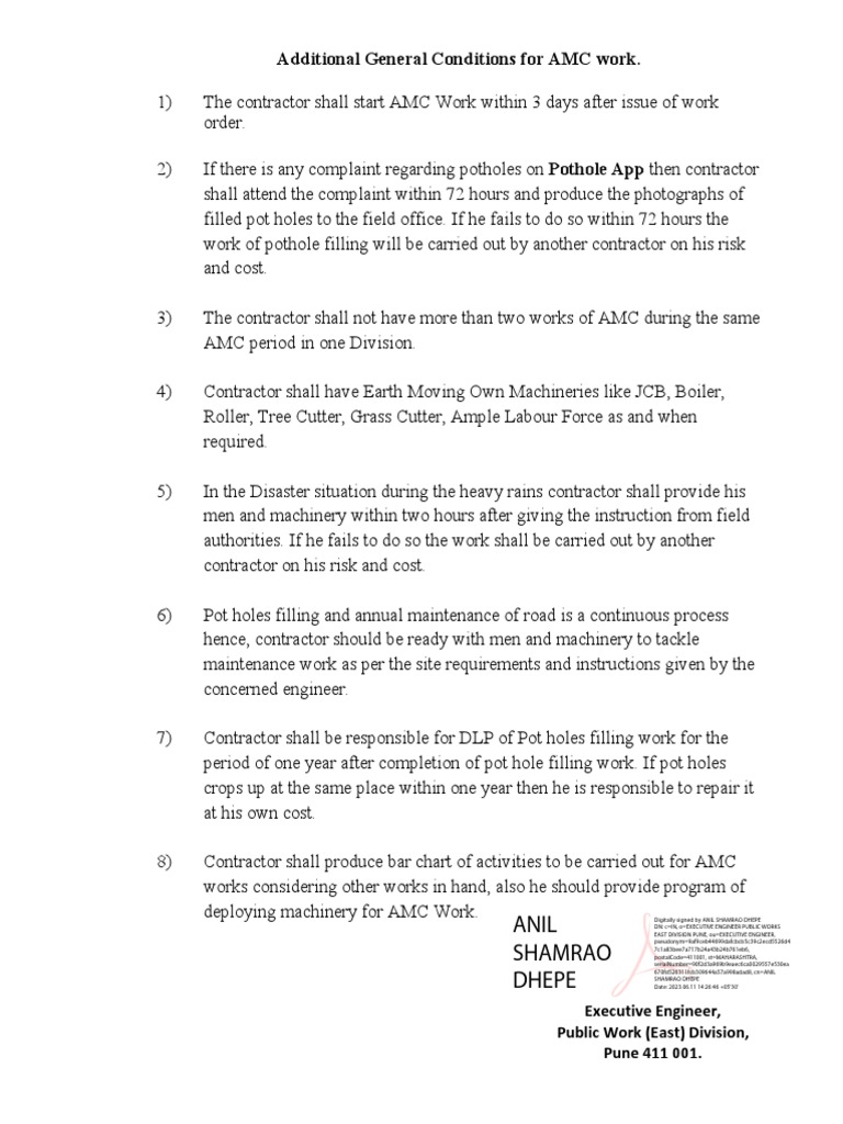 AMC Work Guidelines and Responsibilities | PDF