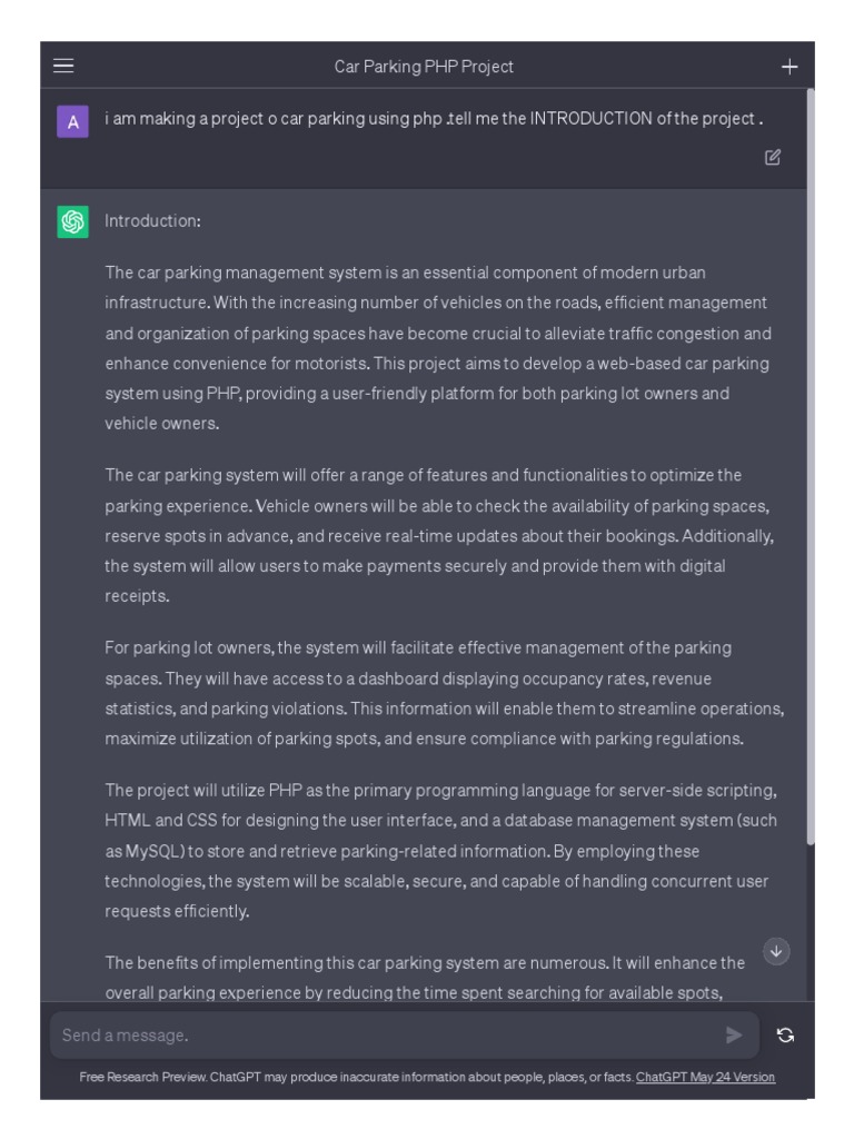 Car Parking Php Project Pdf