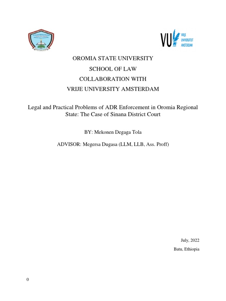 Mekonen Degaga Final Thesis Adr | PDF | Law