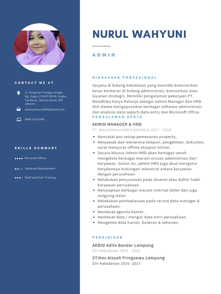Resume Nurul Wahyuni Image | PDF