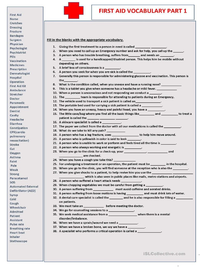First Aid Vocabulary | PDF