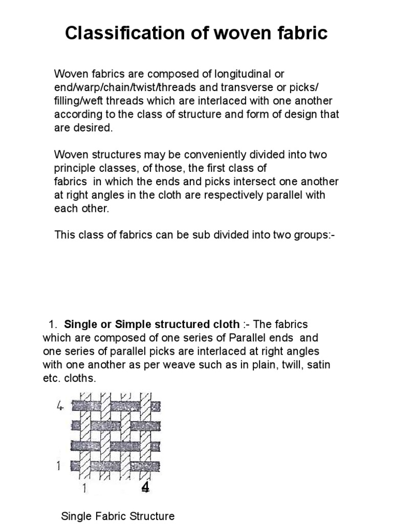Woven Fabric Classification Overview | PDF | Weaving | Textiles