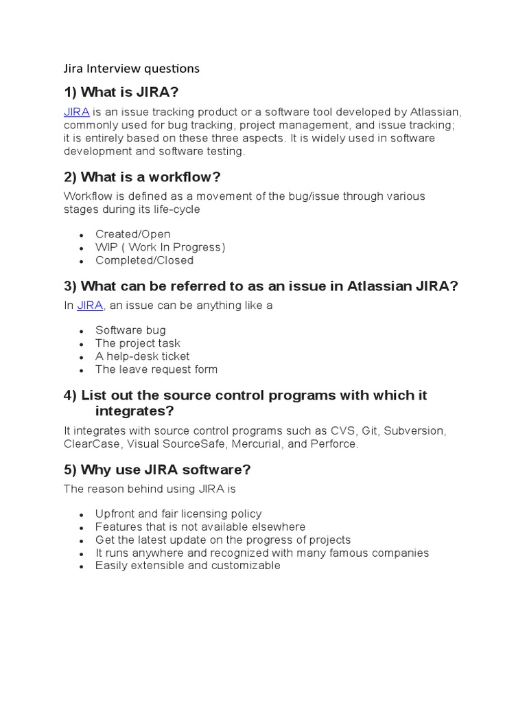 Jira Interview Questions | PDF