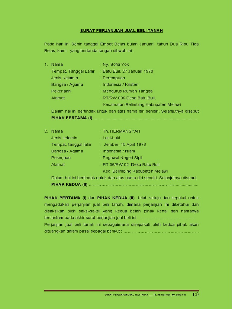 SJB Sofia Yok (MARKUS KODOK 3a) Sebelum Sertifikat | PDF