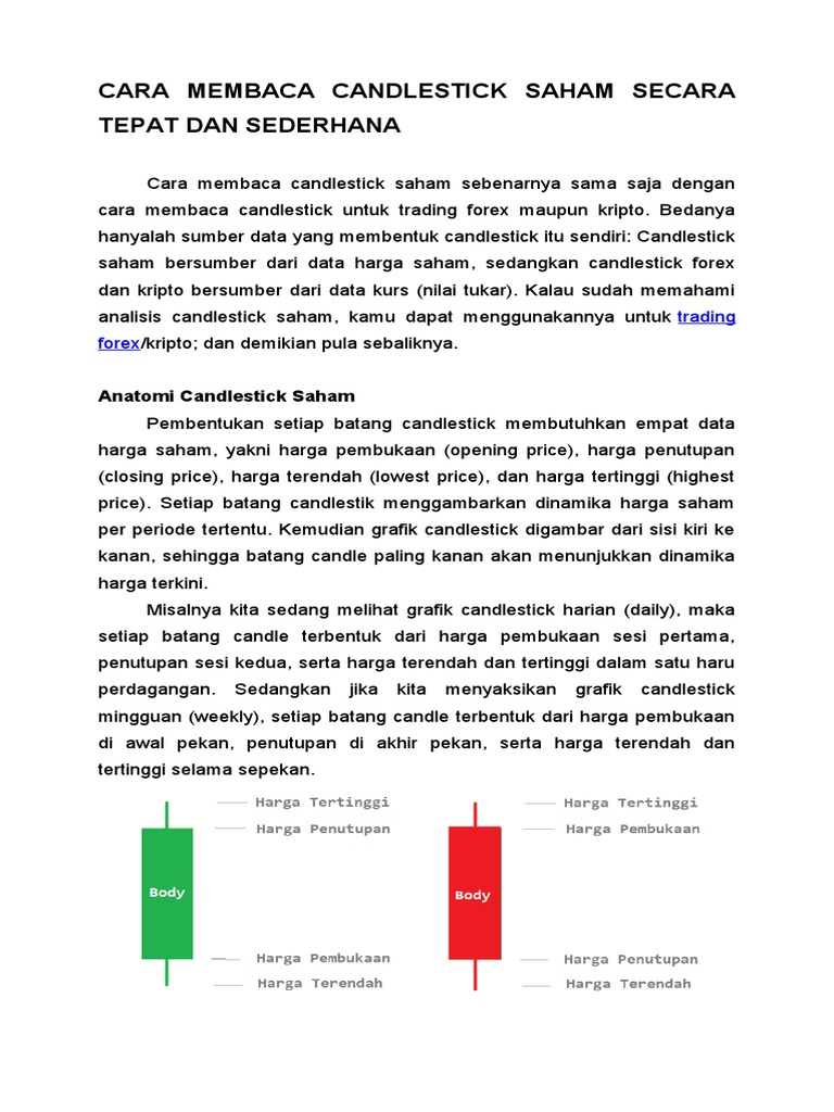 Cara Membaca Candlestick Saham Secara Tepat Dan Sederhana | PDF