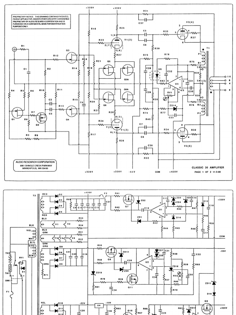 Audio Research Classic30 Power Amplifier Schematic | PDF