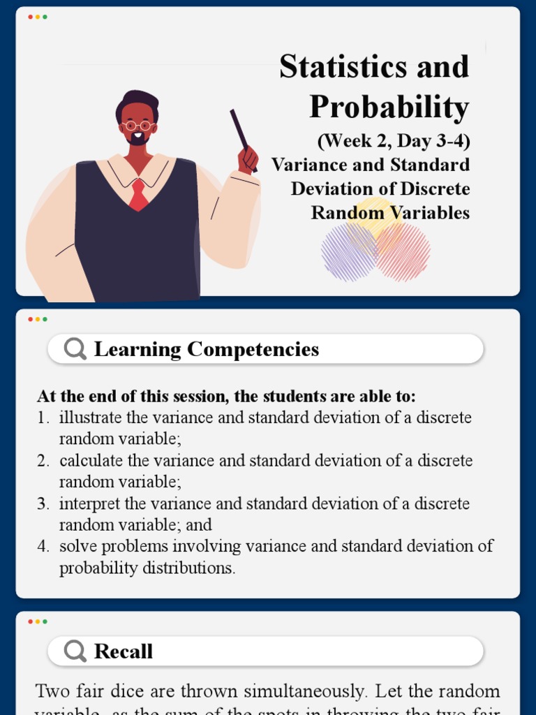 Week 2, Day 3-4 - Variance and Standard Deviation of Discrete RV | PDF ... Week 2, Day 3-4 - Variance and Standard Deviation of Discrete RV | PDF ...
