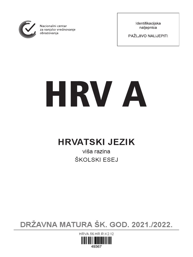 HRV A: Hrvatski Jezik | PDF