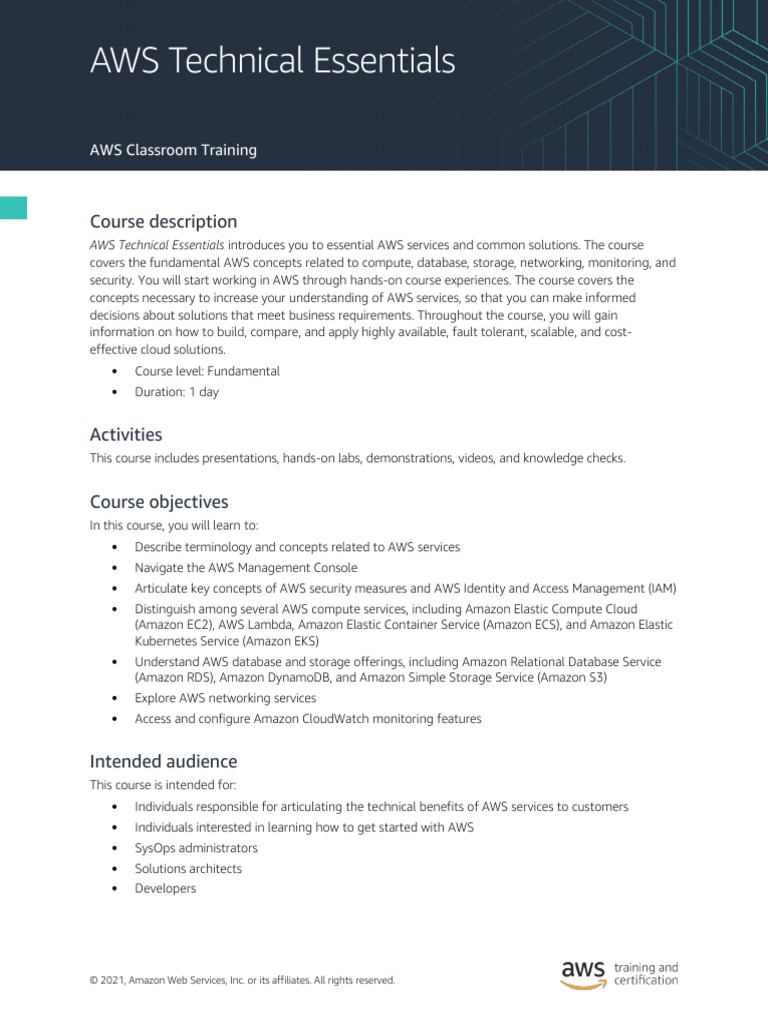 Aws Technical Essentials | PDF