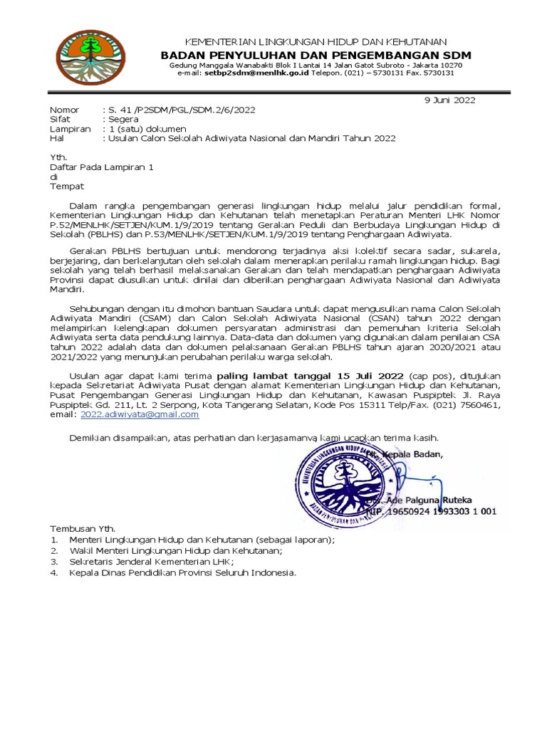 S.41 Surat Usulan CSAM Dan CSAN 2022 | PDF