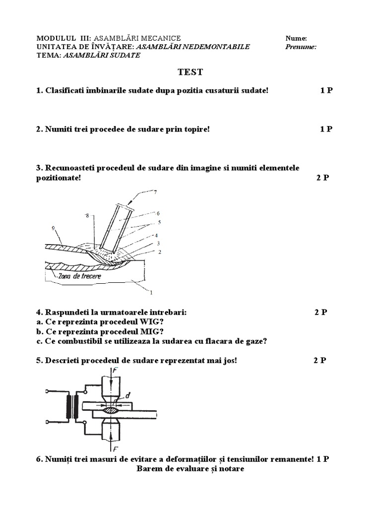 Test Asamblari Sudate | PDF