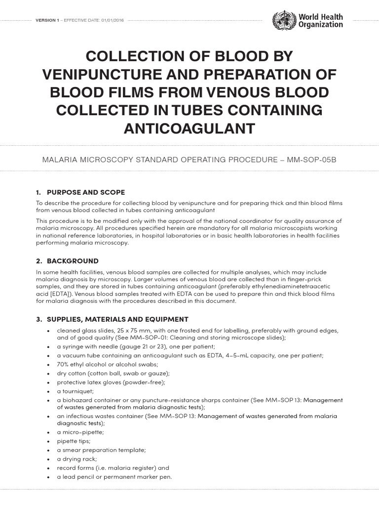 Veinous Blood Collection Procedure | PDF | Medical Specialties ...