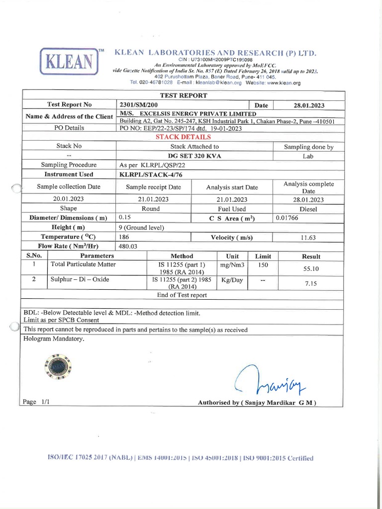 DG Set Stack Emission Monitoring | PDF