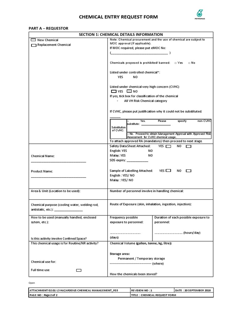 Chemical Request Form | PDF