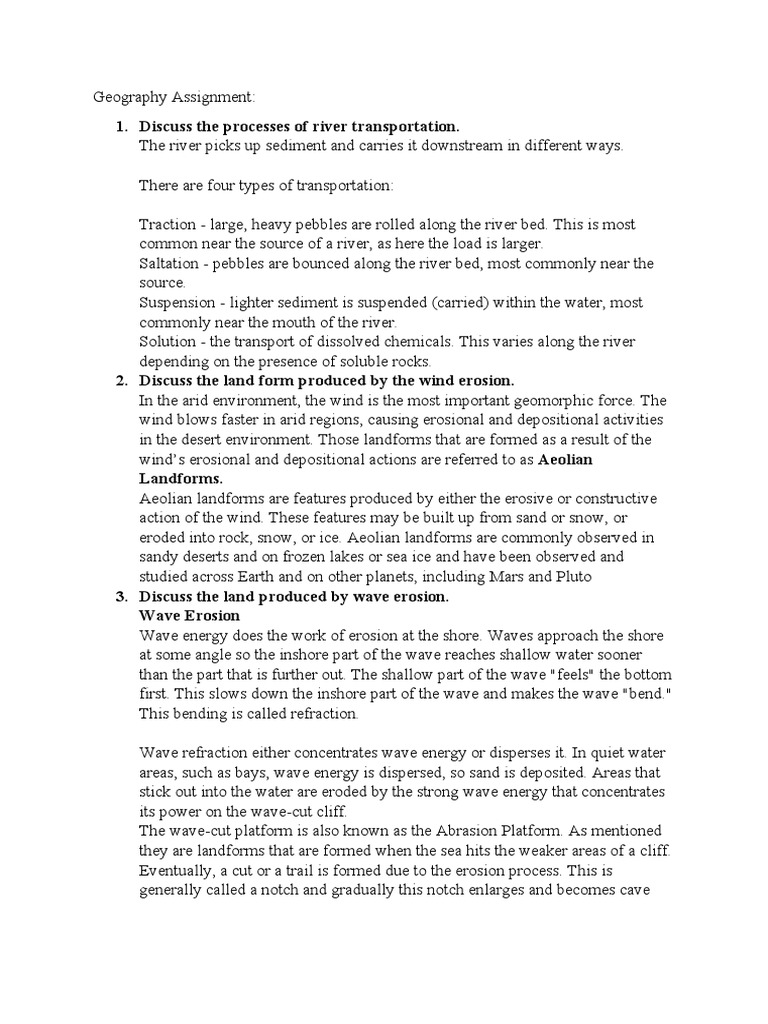 Geography Assignment | PDF | Erosion | Wound