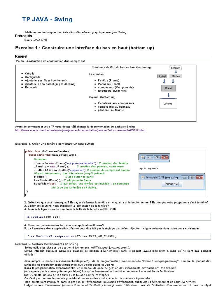 Tp-Java-Swing Evenements | PDF