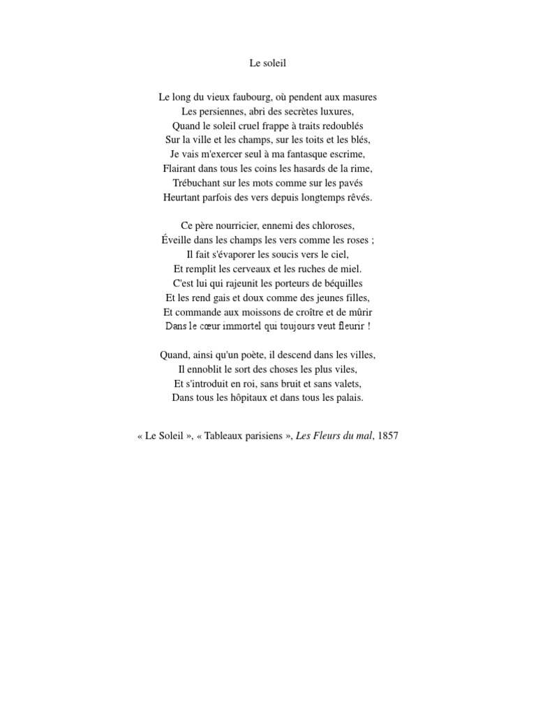 AL n°2 texte Le Soleil Baudelaire | PDF