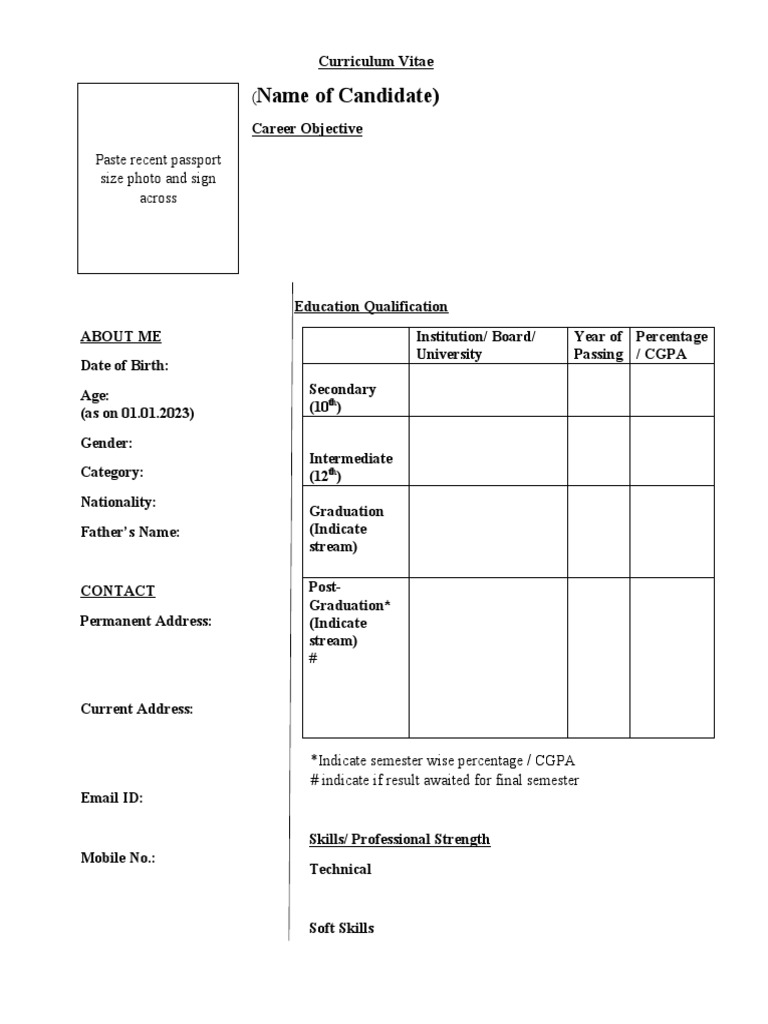 CV Format - AMs Revised | PDF
