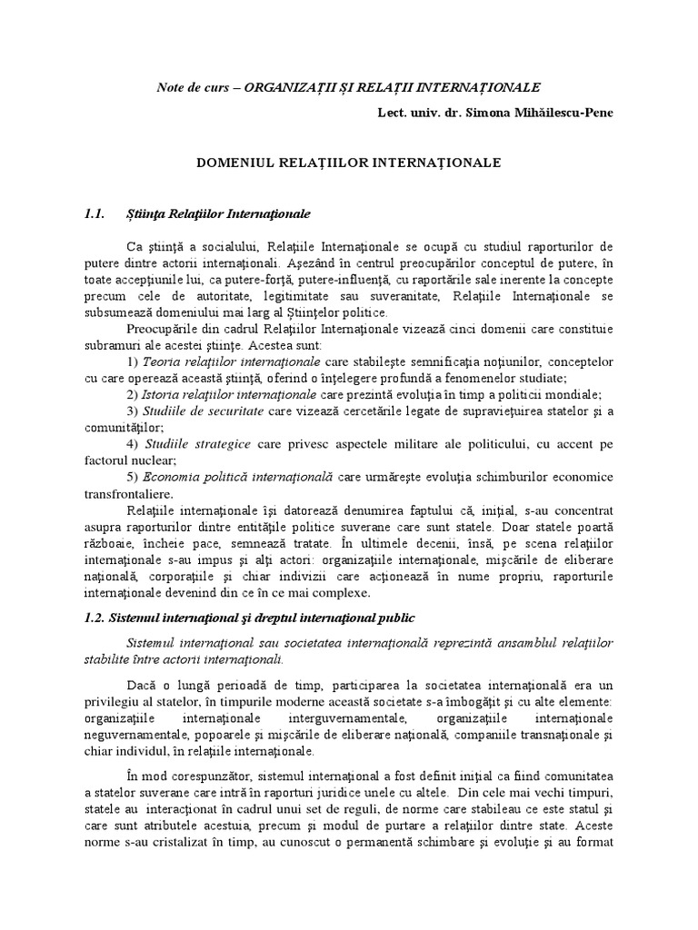 Organizatii Si Relatii Internationale | PDF