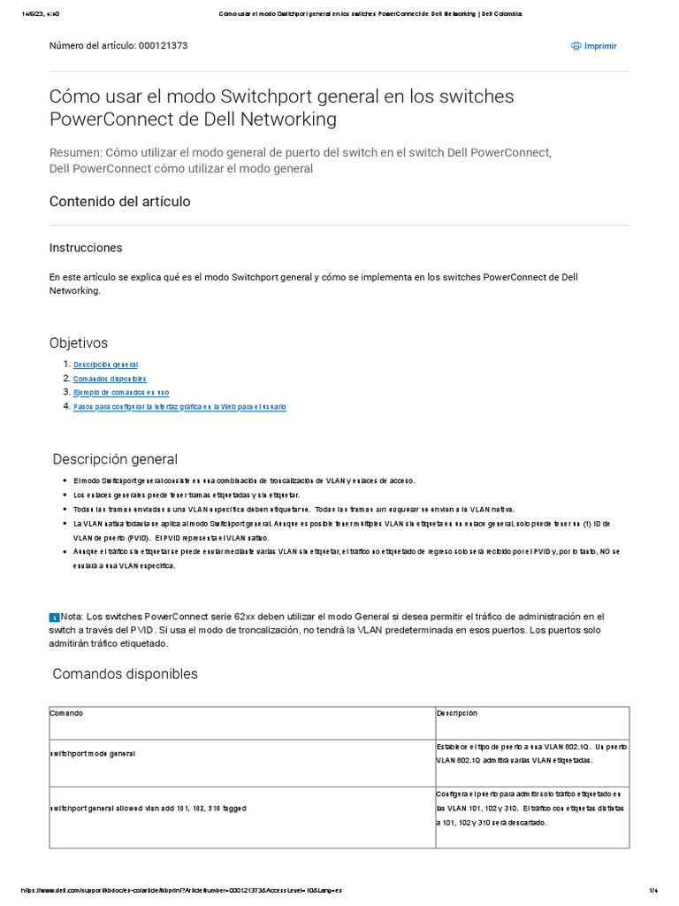 3 Cómo Usar El Modo Switchport General en Los Switches PowerConnect de ...