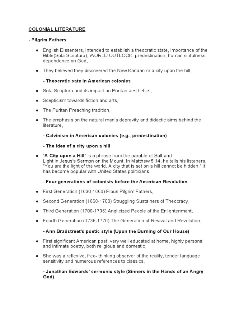 Overview of Colonial American Literature | PDF | The Scarlet Letter ...