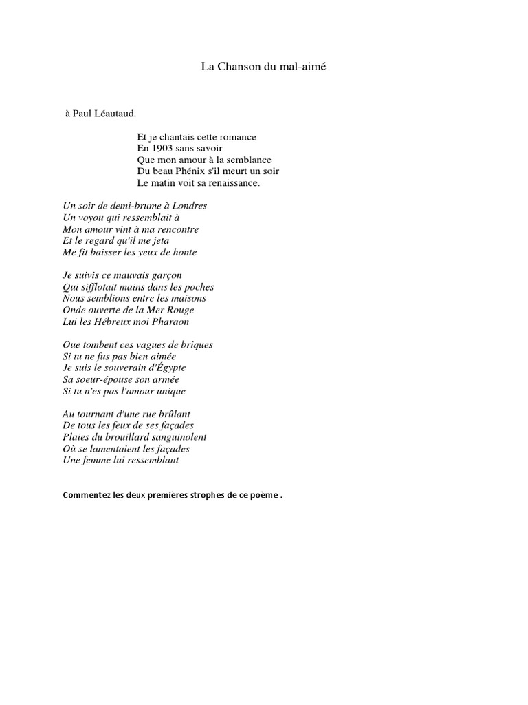 AL N°5 La Chanson Du Mal Aime Texte | PDF
