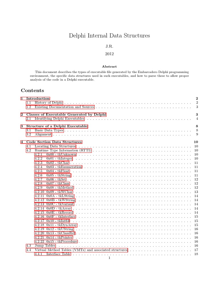 Delphi Internal Data Structures | PDF Delphi Internal Data Structures | PDF