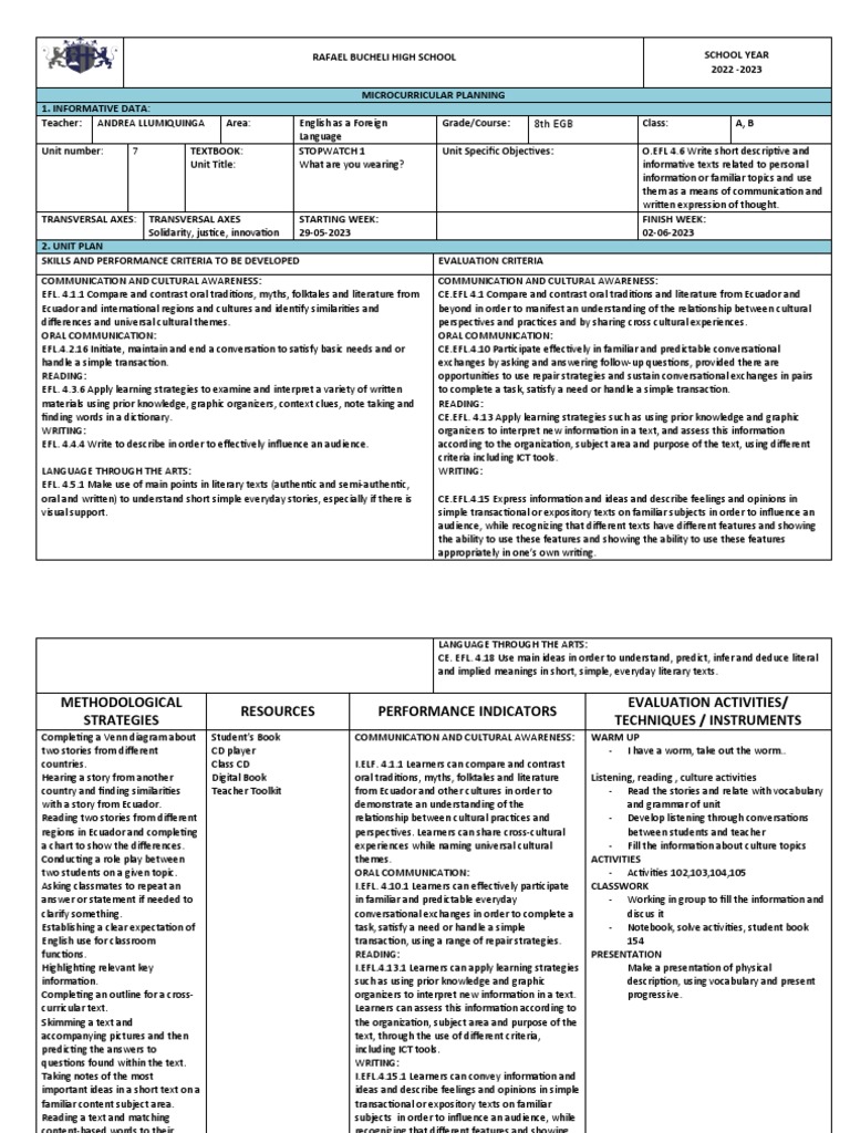 Unit 7 8TH Grade | PDF | English As A Second Or Foreign Language ...