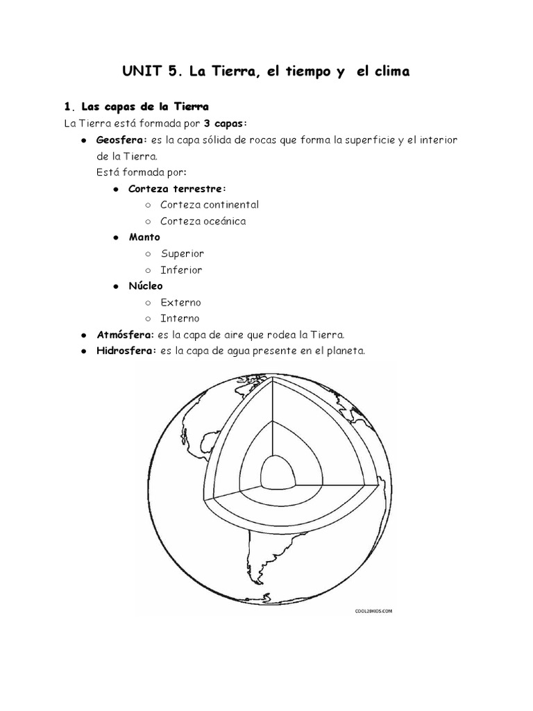Resumen Unit 5. Las Capas de La Tierra | PDF | Tierra | Atmósfera
