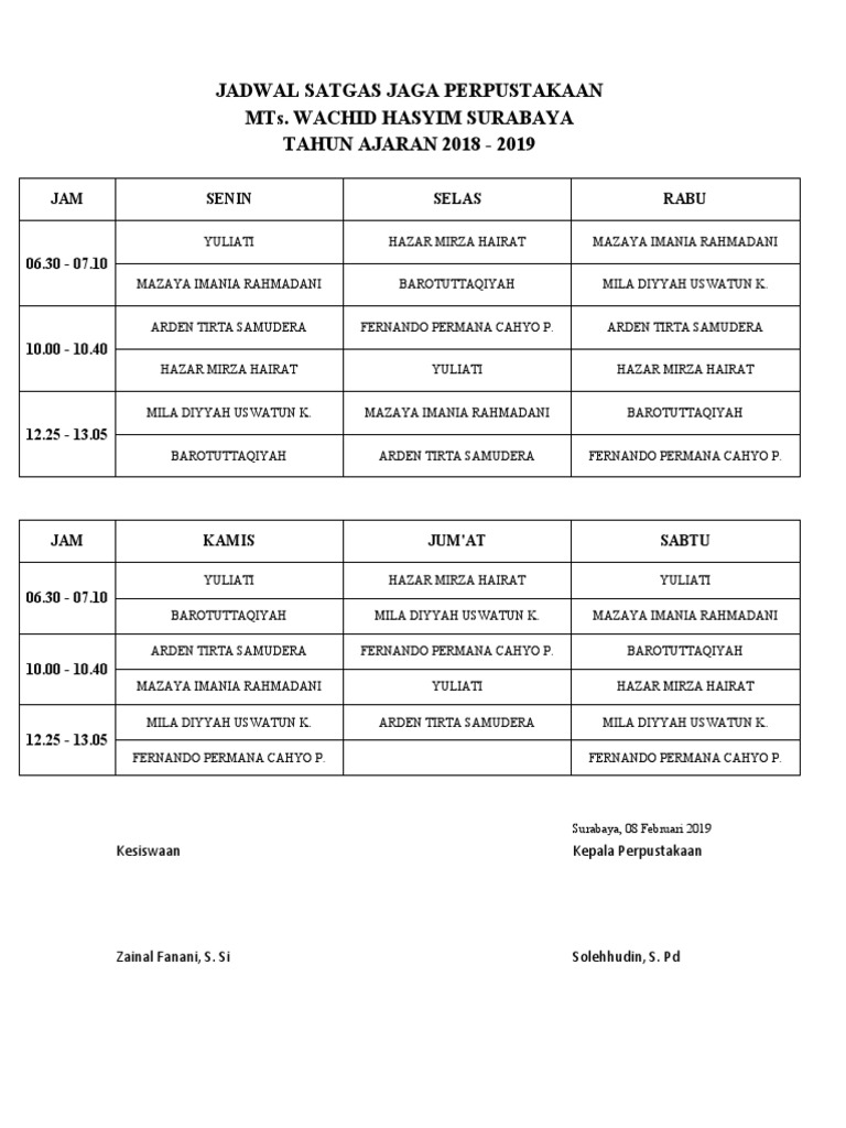 JADWAL PIKET | PDF