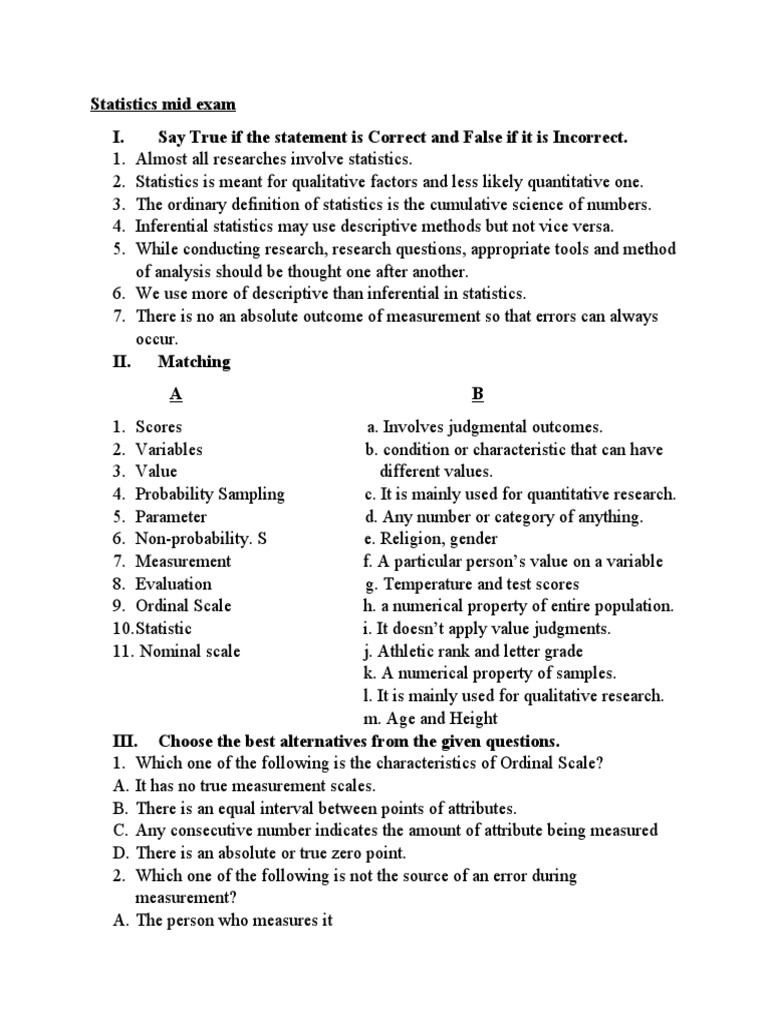 Statistics Mid Exam | PDF | Career & Growth | Science & Mathematics
