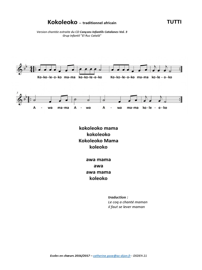 Kokoleoko : Chant Traditionnel Africain | PDF