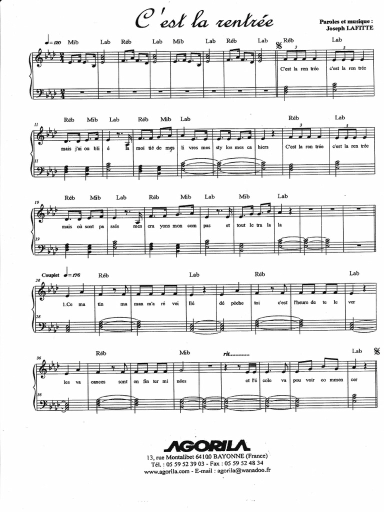 C'est La Rentrée Partition | PDF
