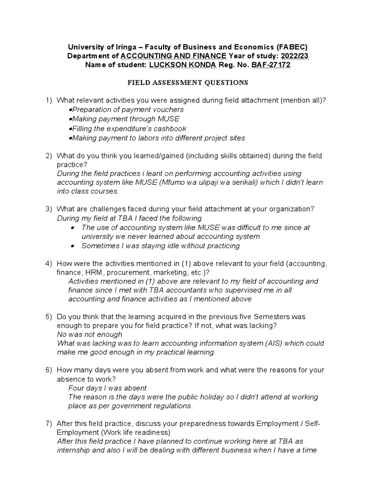 Challenges in Field Work Experience | PDF