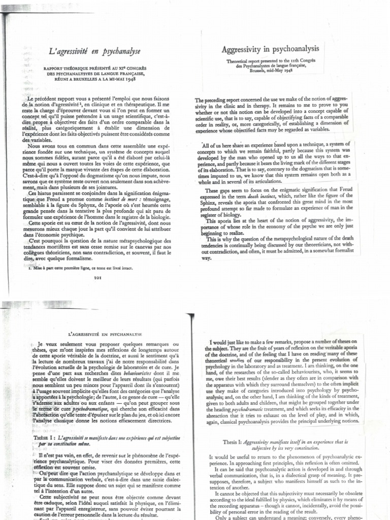 Aggressivity in Psychoanalysis | PDF