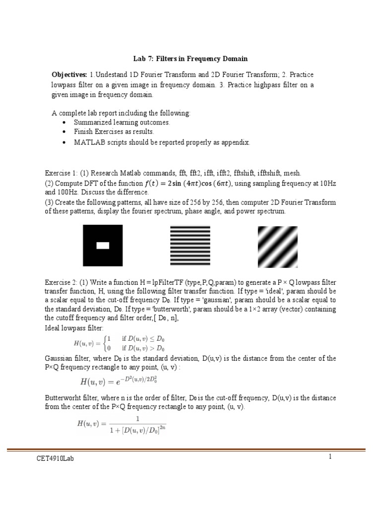 CET4910 Lab7 | PDF | Low Pass Filter | Filter (Signal Processing)