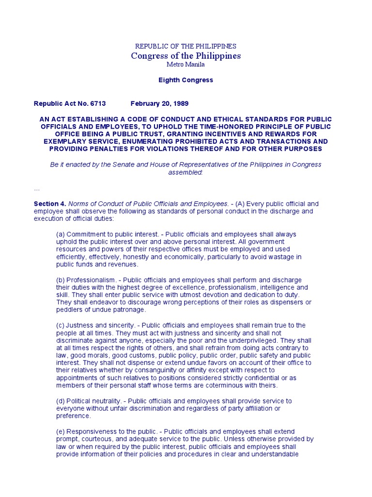 RA 6713 - Section 4 | PDF